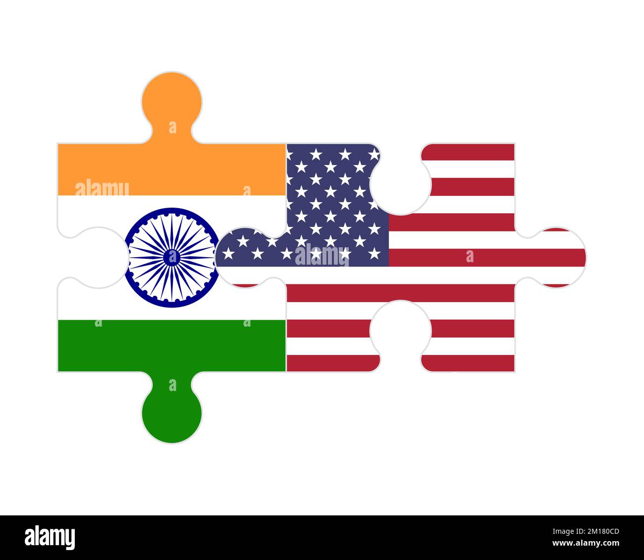 Connected puzzle of flags of India and America, vector Stock Vector ...