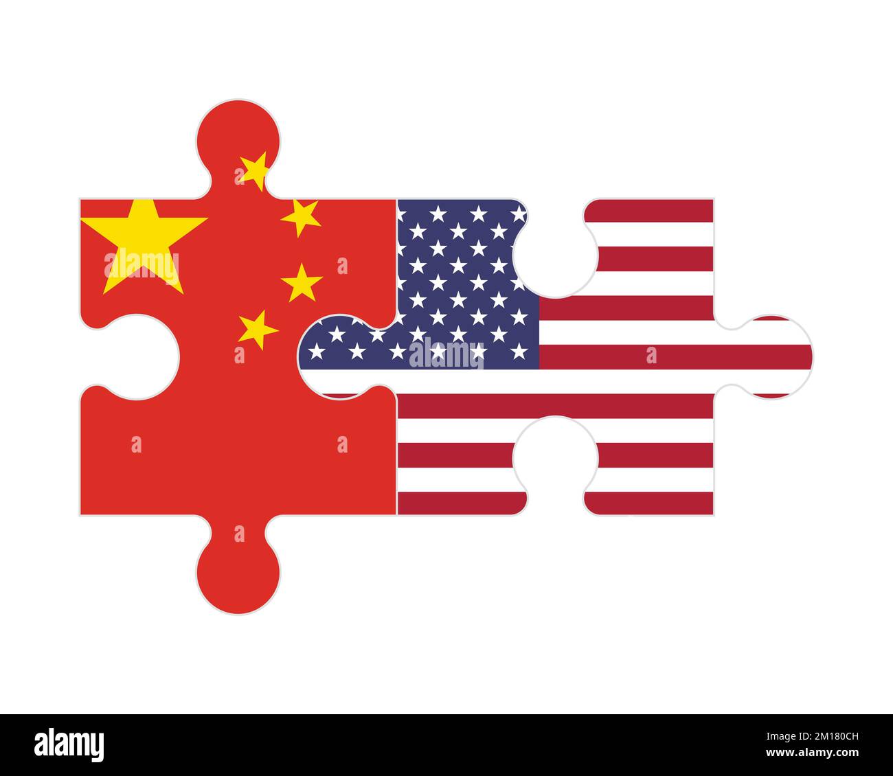 Connected puzzle of flags of China and America, vector Stock Vector ...