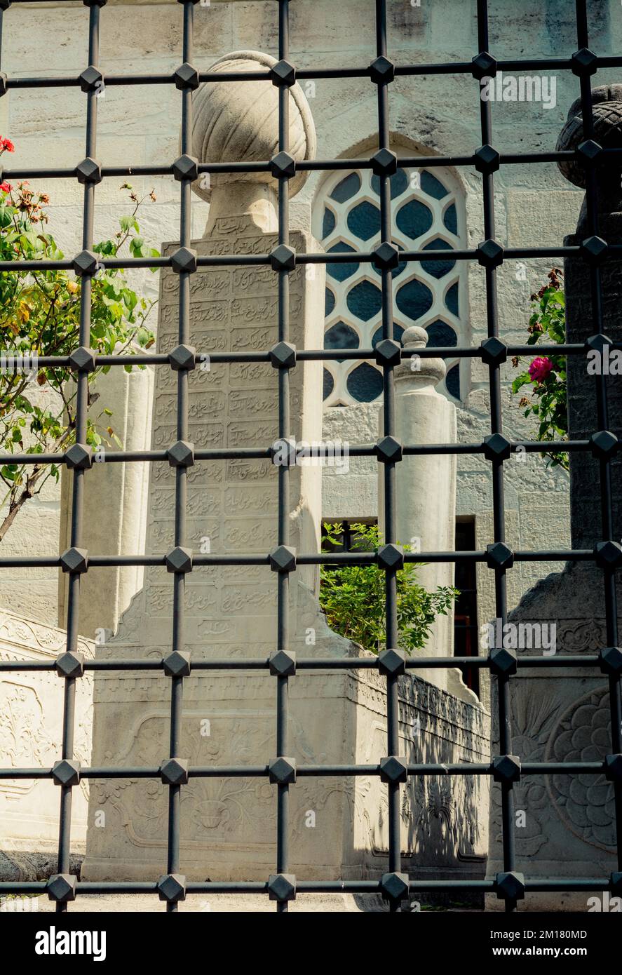 Ottoman style decorative art in marble tomb in cemetery Stock Photo - Alamy