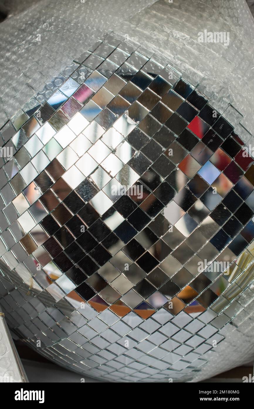 Disco ball with mirror pieces for dancing in a disco club Stock Photo ...