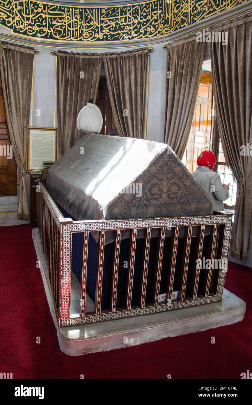 Coffins in an Ottoman turkish mausoleum tomb Stock Photo - Alamy