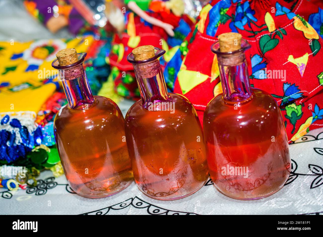 Set of Empty colorful bottles in the view Stock Photo - Alamy