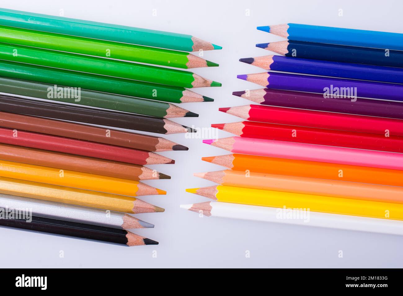 Color Pencils of Various colors placed on white background Stock Photo ...