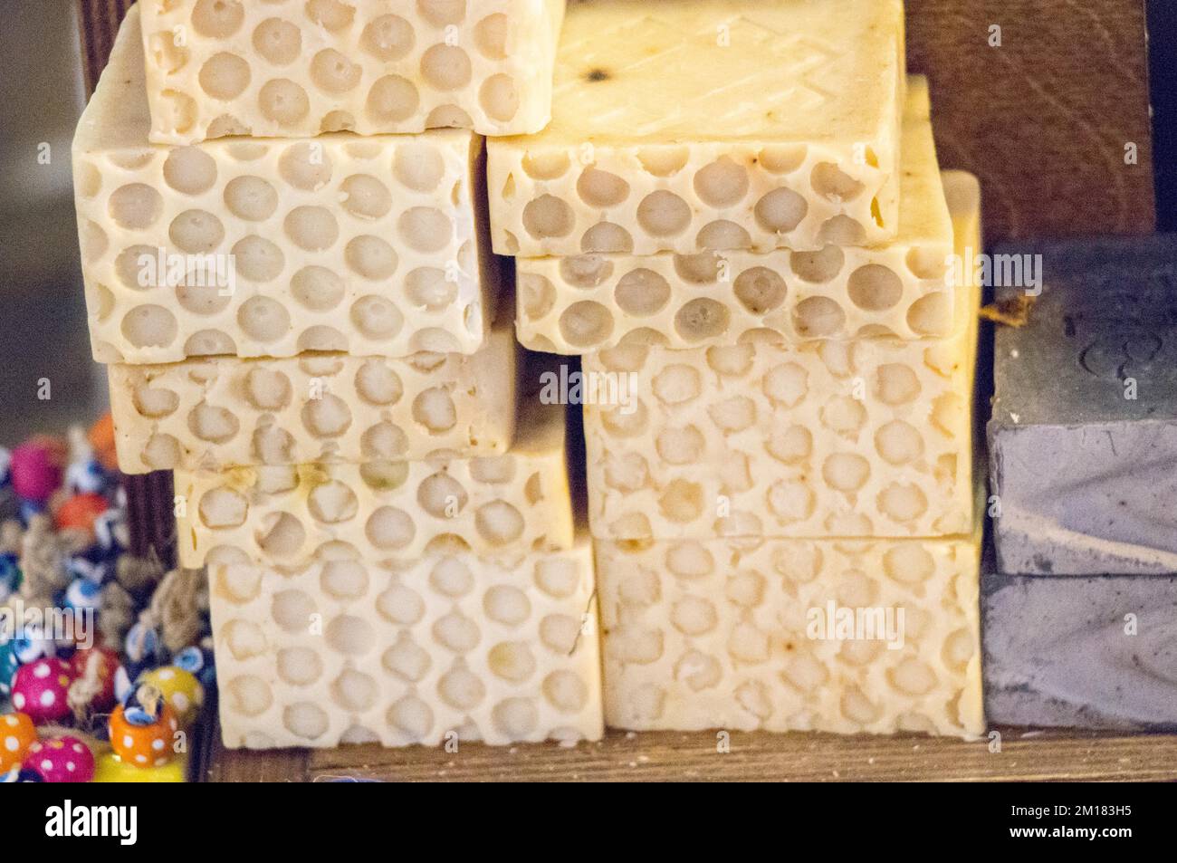 Collection of bars of fragrant hand made organic soap Stock Photo - Alamy