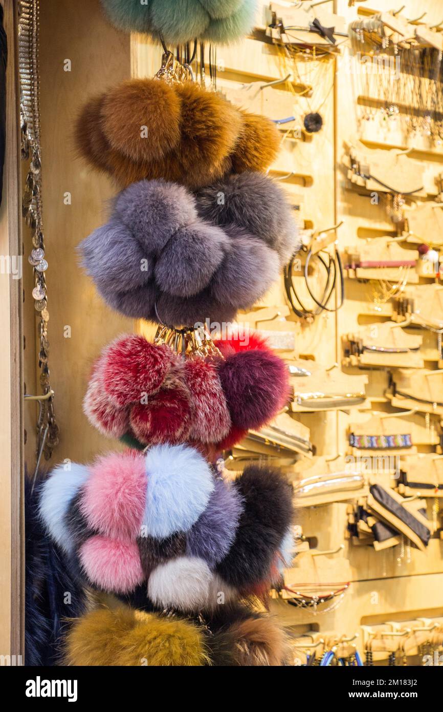 Set of the colorful pompoms in the bazaar Stock Photo - Alamy