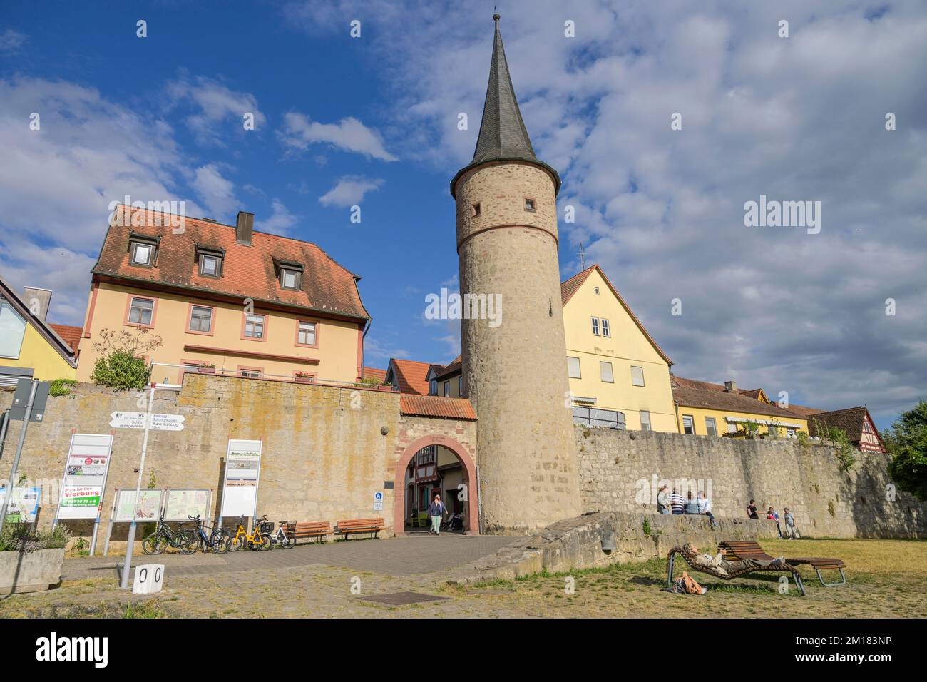 Tower at the Main Gate, Maingasse, Old Town, Karlstadt, Bavaria ...