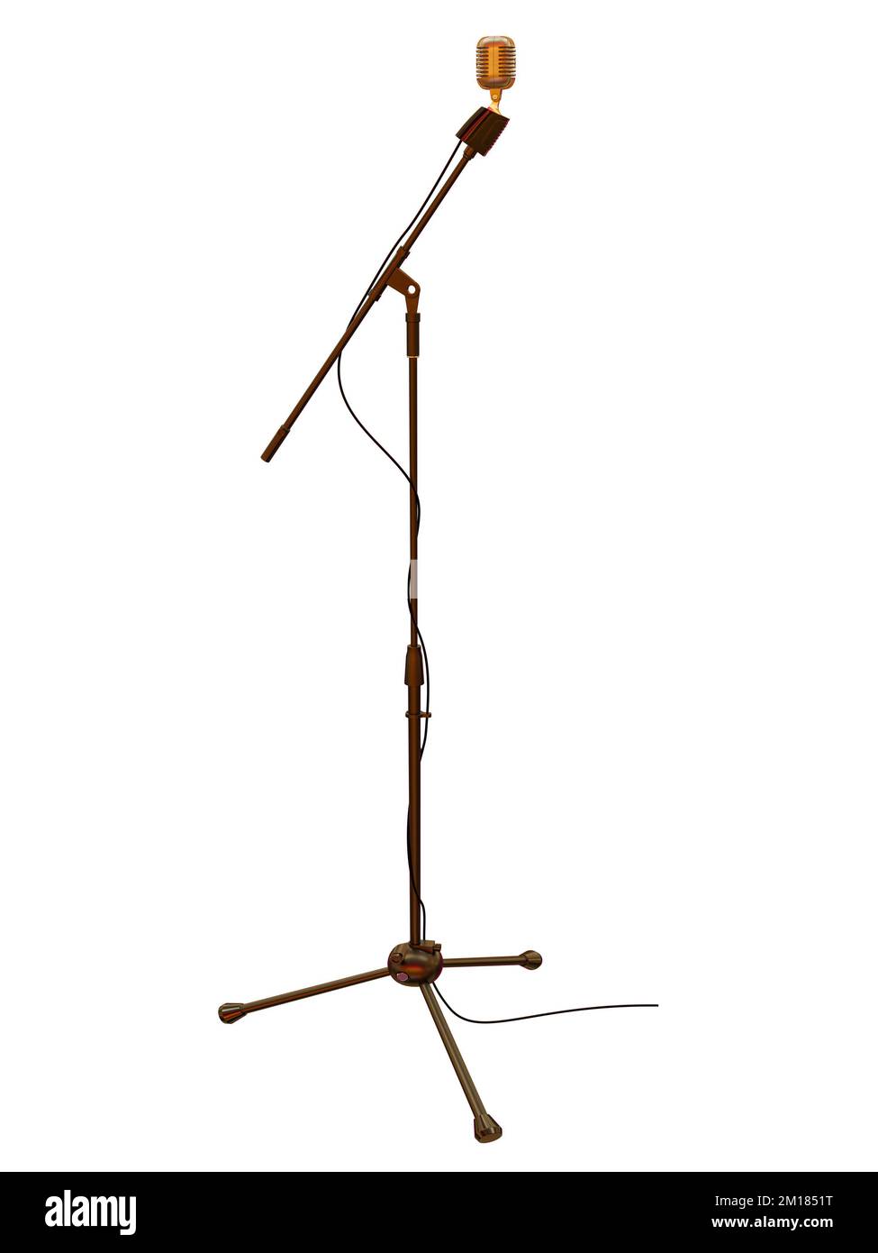Microphone stand isolated on white. bronze vintage microphone isolated ... Microphone stand isolated on white. bronze vintage microphone isolated ...
