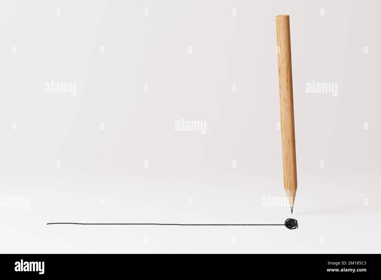 Black colour pencil with outline to final point on white paper ...