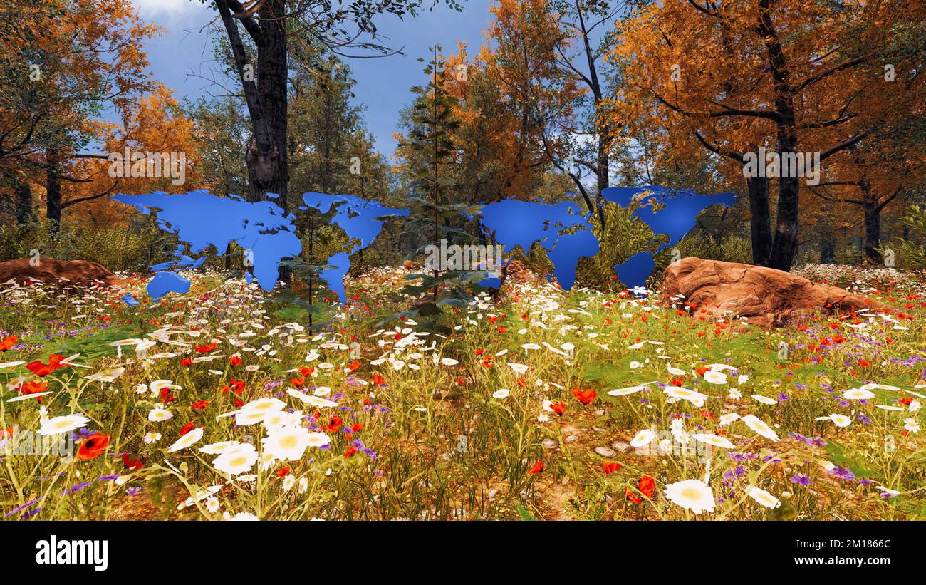 3D Render Background to ecology and sustainable development ...