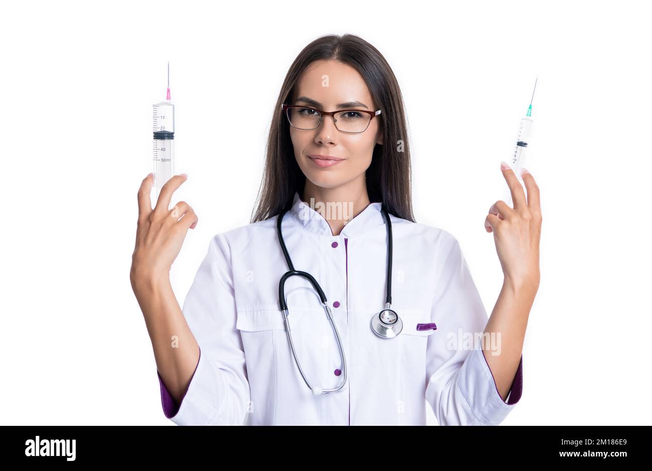doctor hold injection syringe needle. doctor with syringe. medical ...