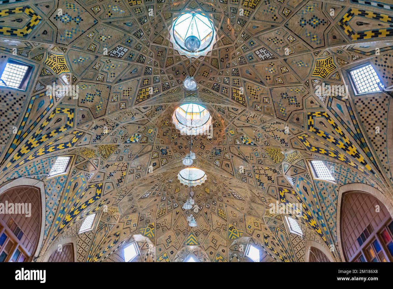 Breathtaking ceiling decorated with colorful tiles in interior of Grand ...