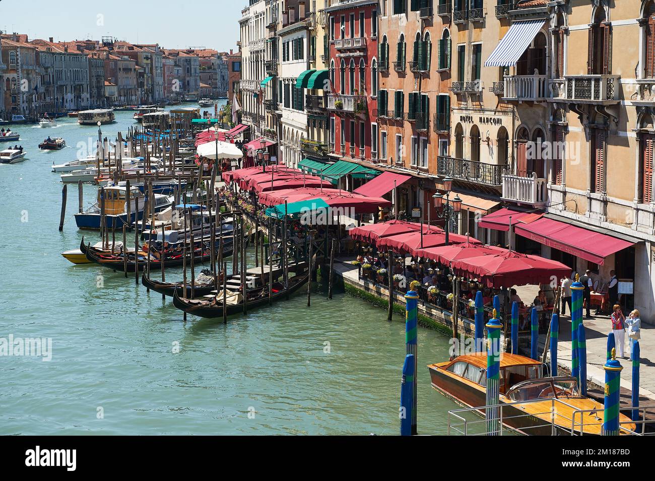 View of the Gran Canal from Rialto Bridge in the city of Venice, Italy ...