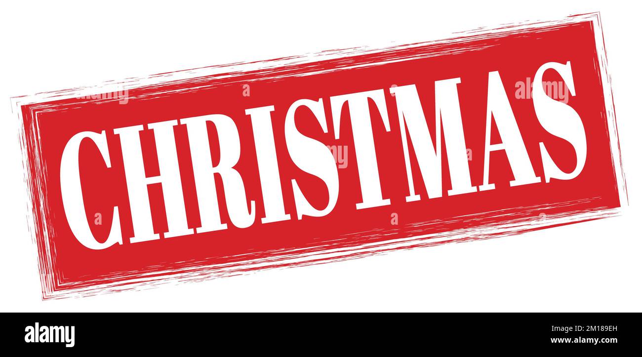 CHRISTMAS text written on red rectangle stamp sign Stock Photo - Alamy