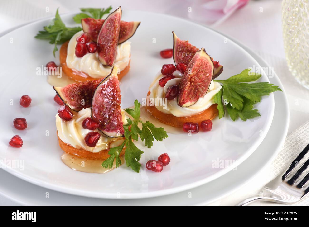 Roasted sweet potato rounds as a vegetarian snack. Perfect for a ...