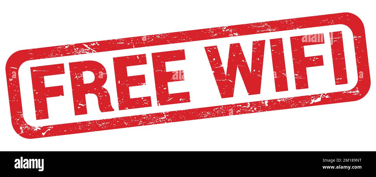 FREE WIFI text written on red rectangle stamp sign Stock Photo - Alamy