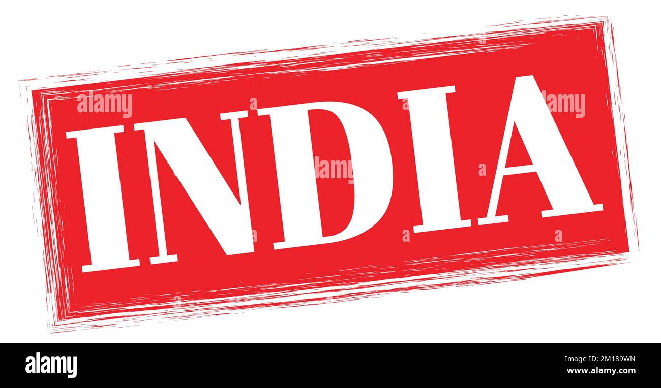 INDIA text written on red rectangle stamp sign Stock Photo - Alamy