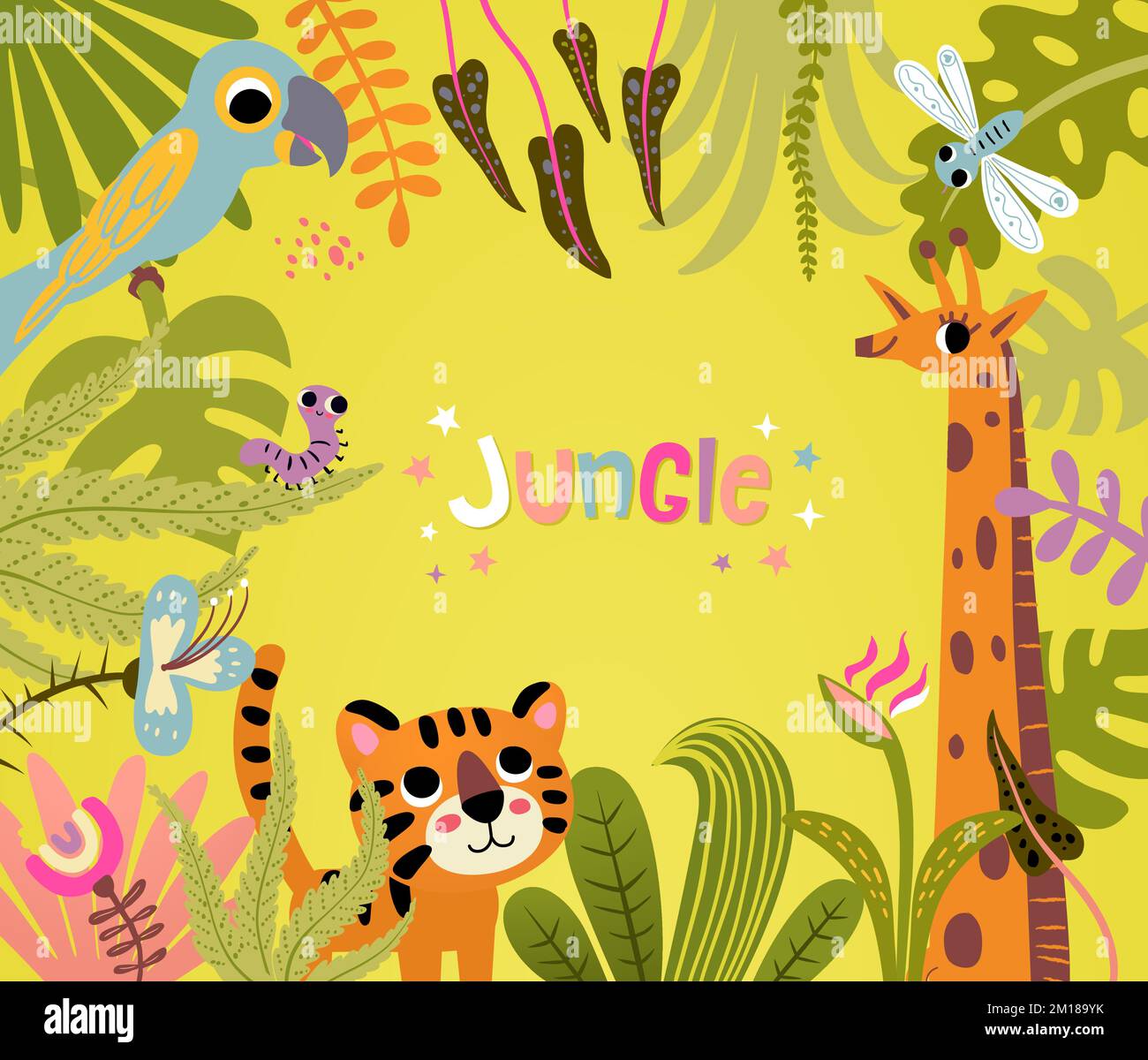 Cartoon kids jungle Tropical banner Stock Vector Image & Art - Alamy