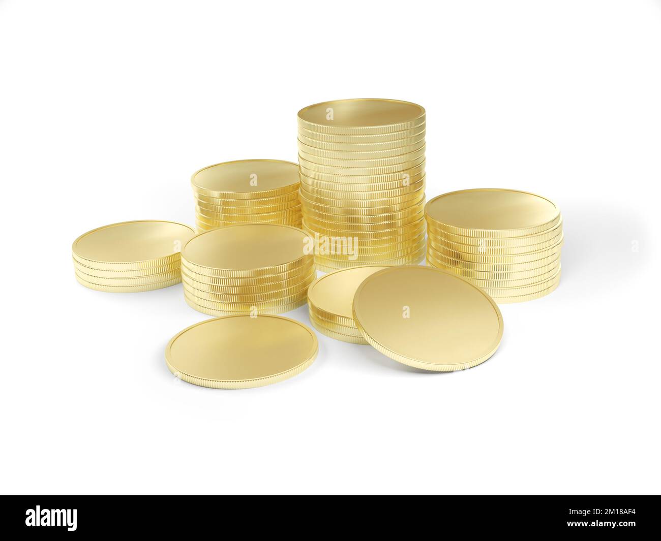 Blank gold coins isolated on white background. 3d illustration Stock ...
