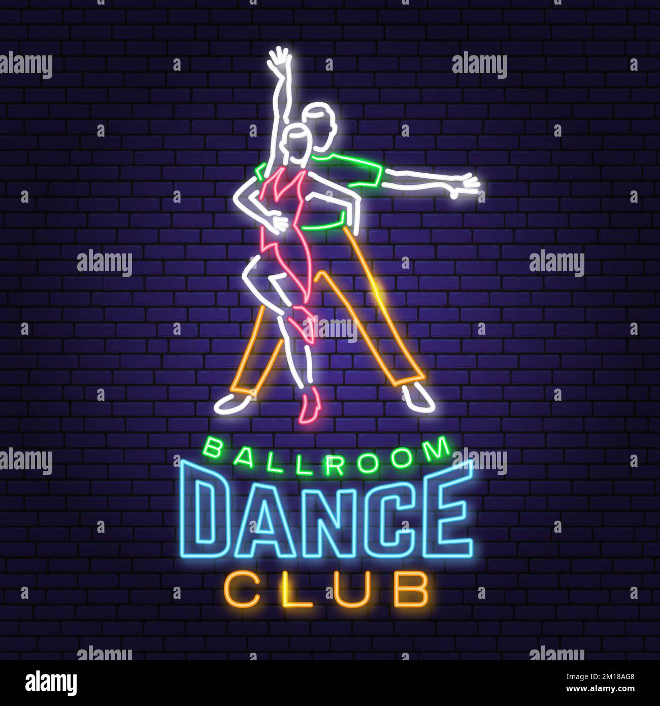 Ballroom dance sport club Bright Neon Sign. Dance sport neon emblem ...