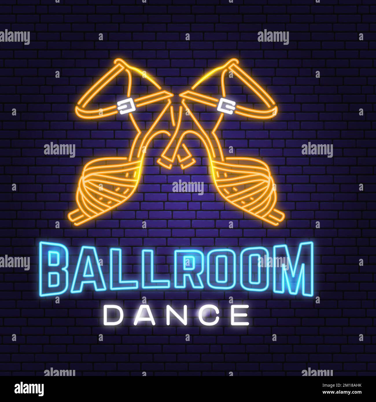 Ballroom dance sport club Bright Neon Sign. Concept for shirt or logo ...