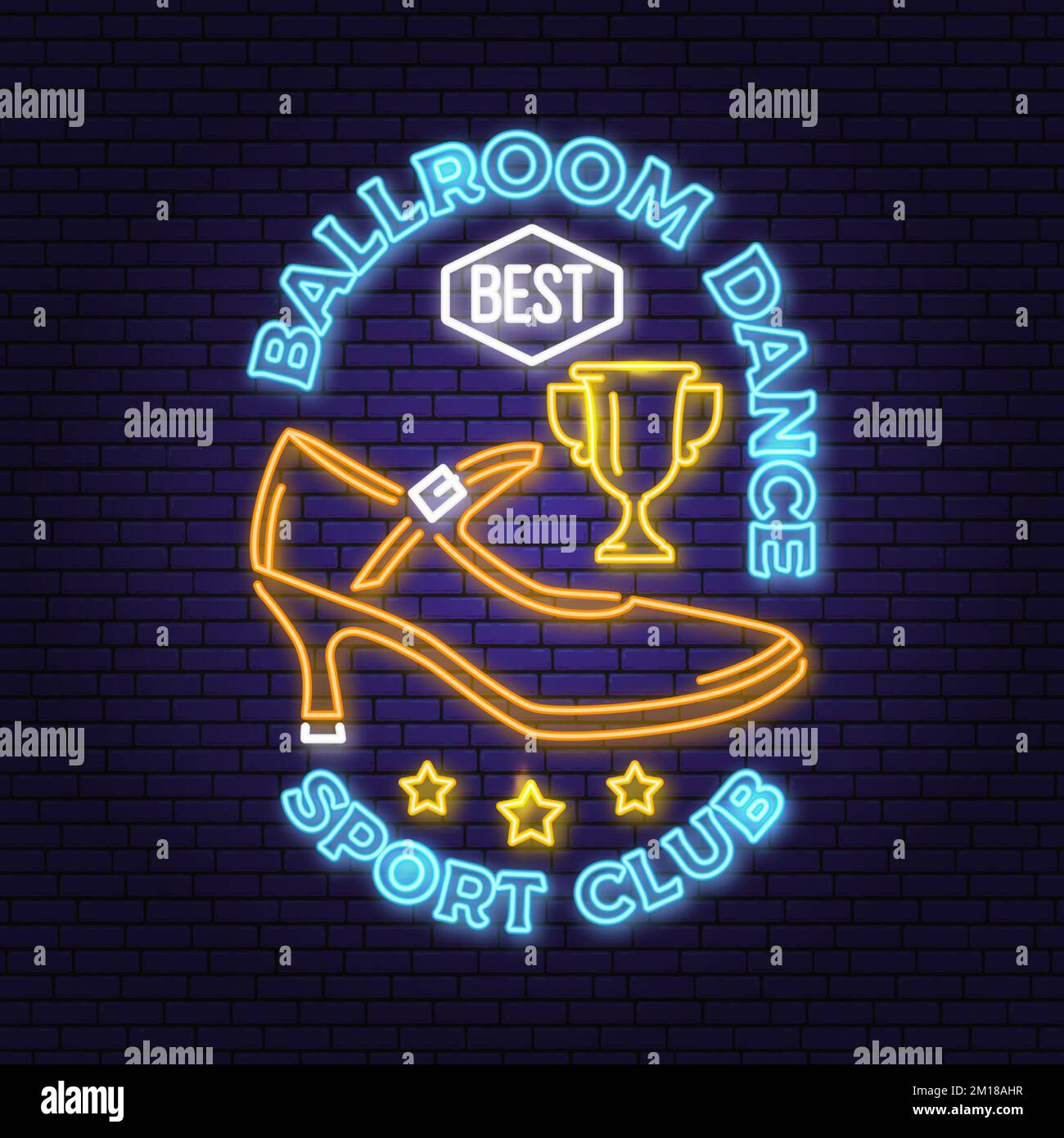 Ballroom dance sport club Bright Neon Sign. Concept for shirt or logo ...
