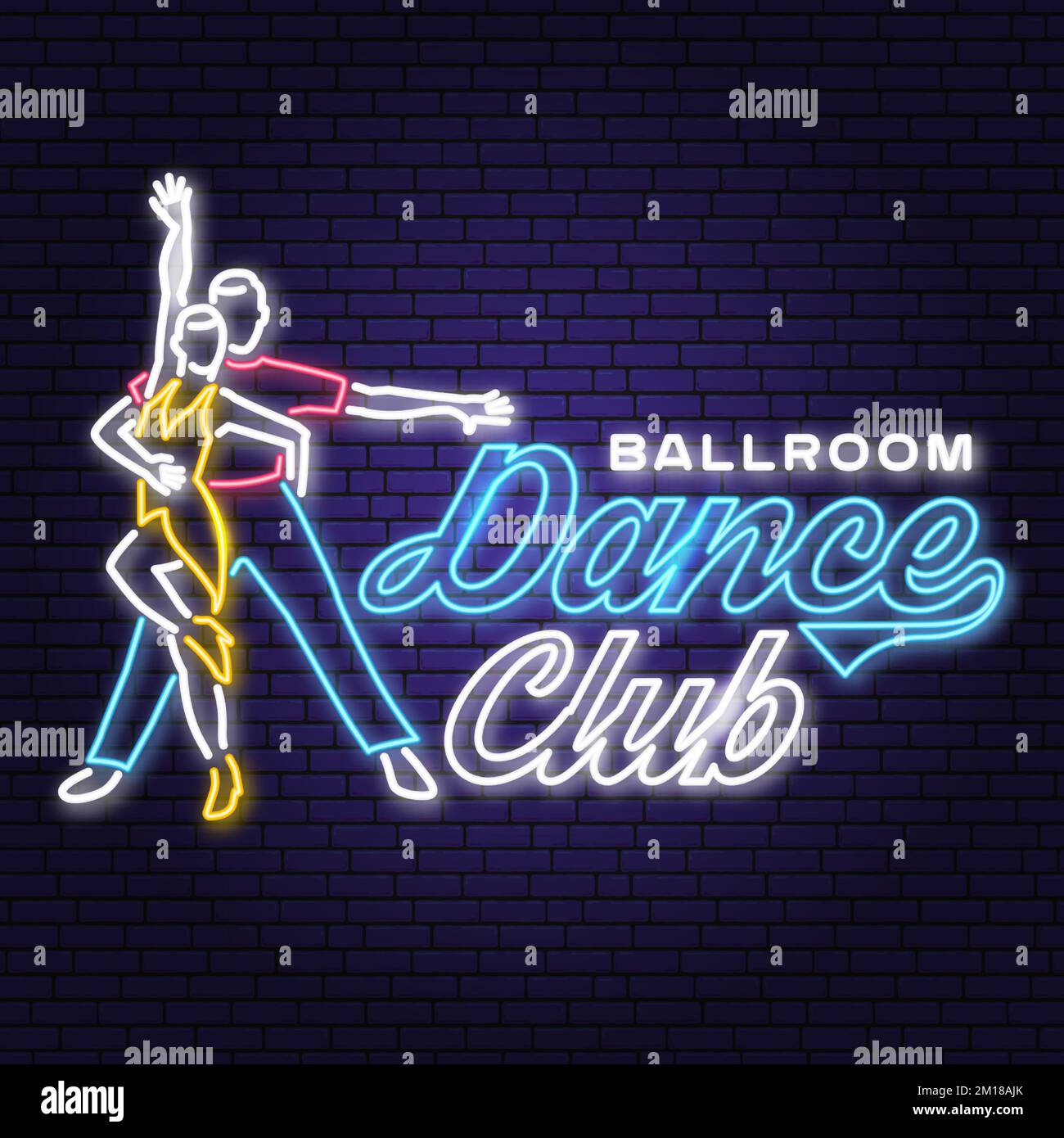 Ballroom dance sport club Bright Neon Sign. Dance sport neon emblem ...