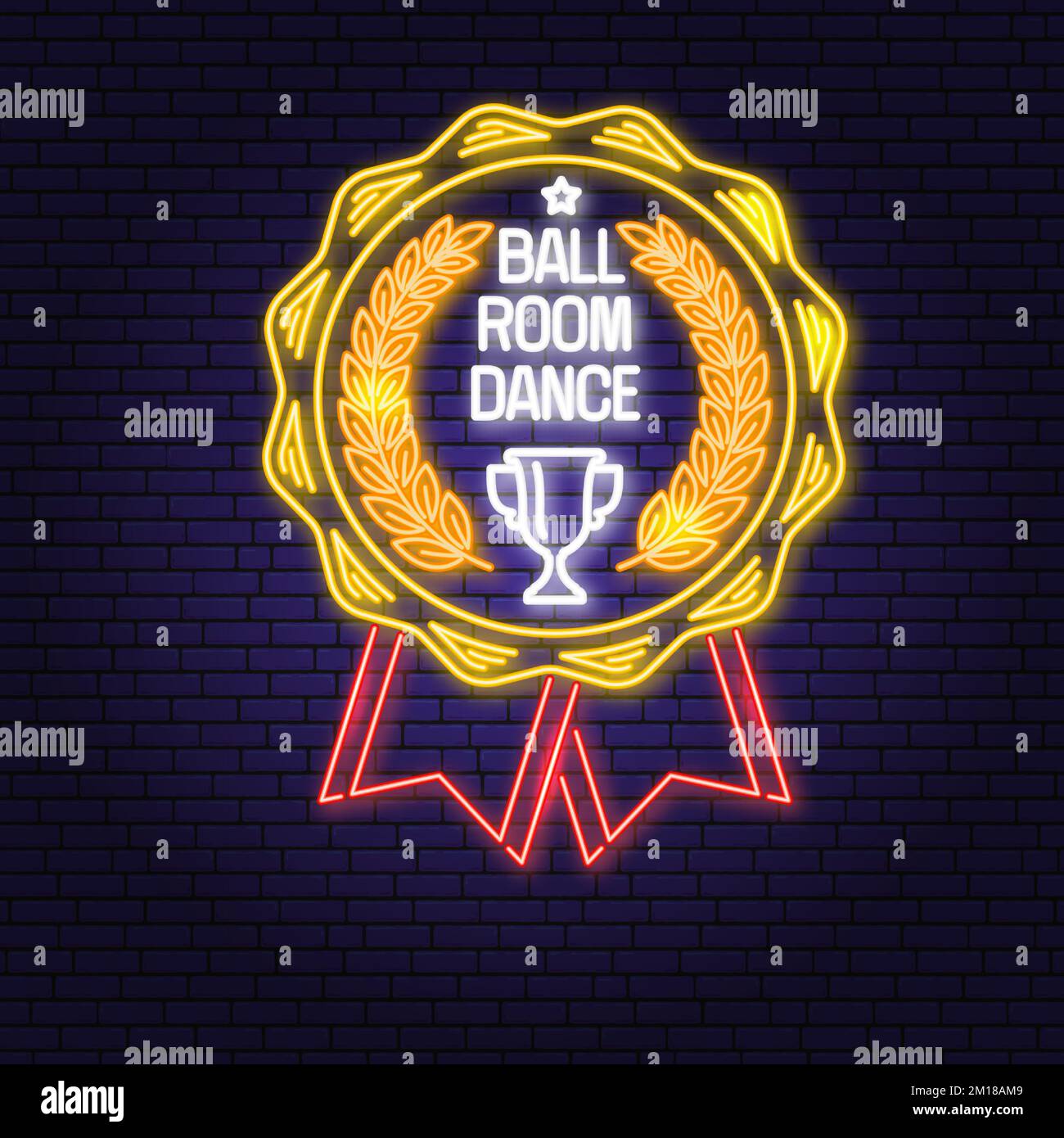 Ballroom dance sport club Bright Neon Sign. Concept for shirt or logo ...