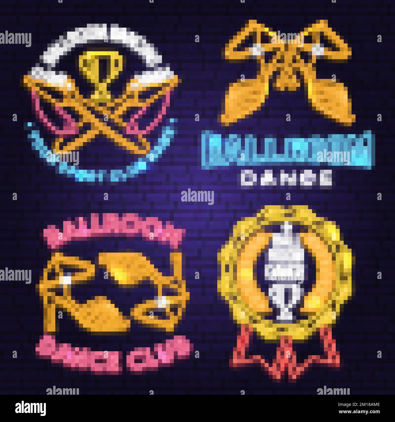 Set of Ballroom dance sport club Bright Neon Sign. Dance sport neon ...