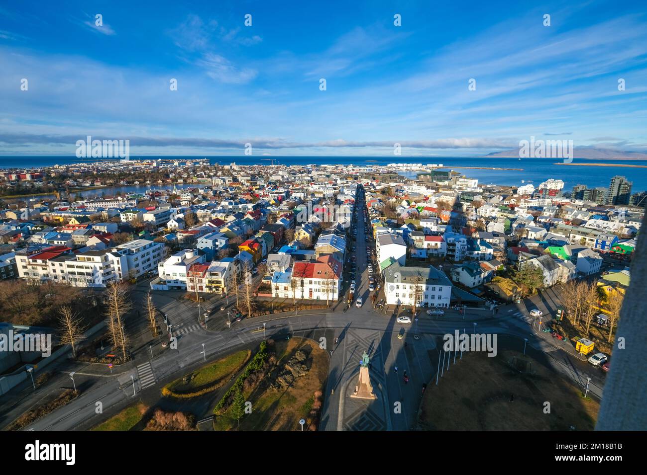 Drone view reykjavik iceland capital hi-res stock photography and ...