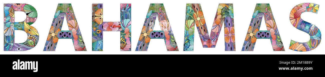 Vector word Bahamas. Hand-painted art design. Illustration for t -shirt ...