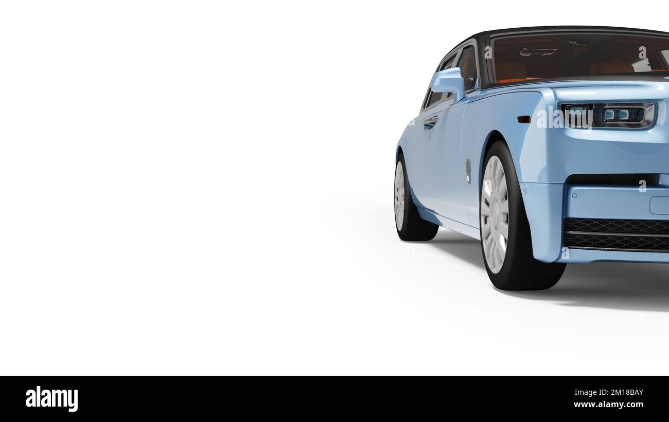 3d illustration classic electric car front view isolated on white ...