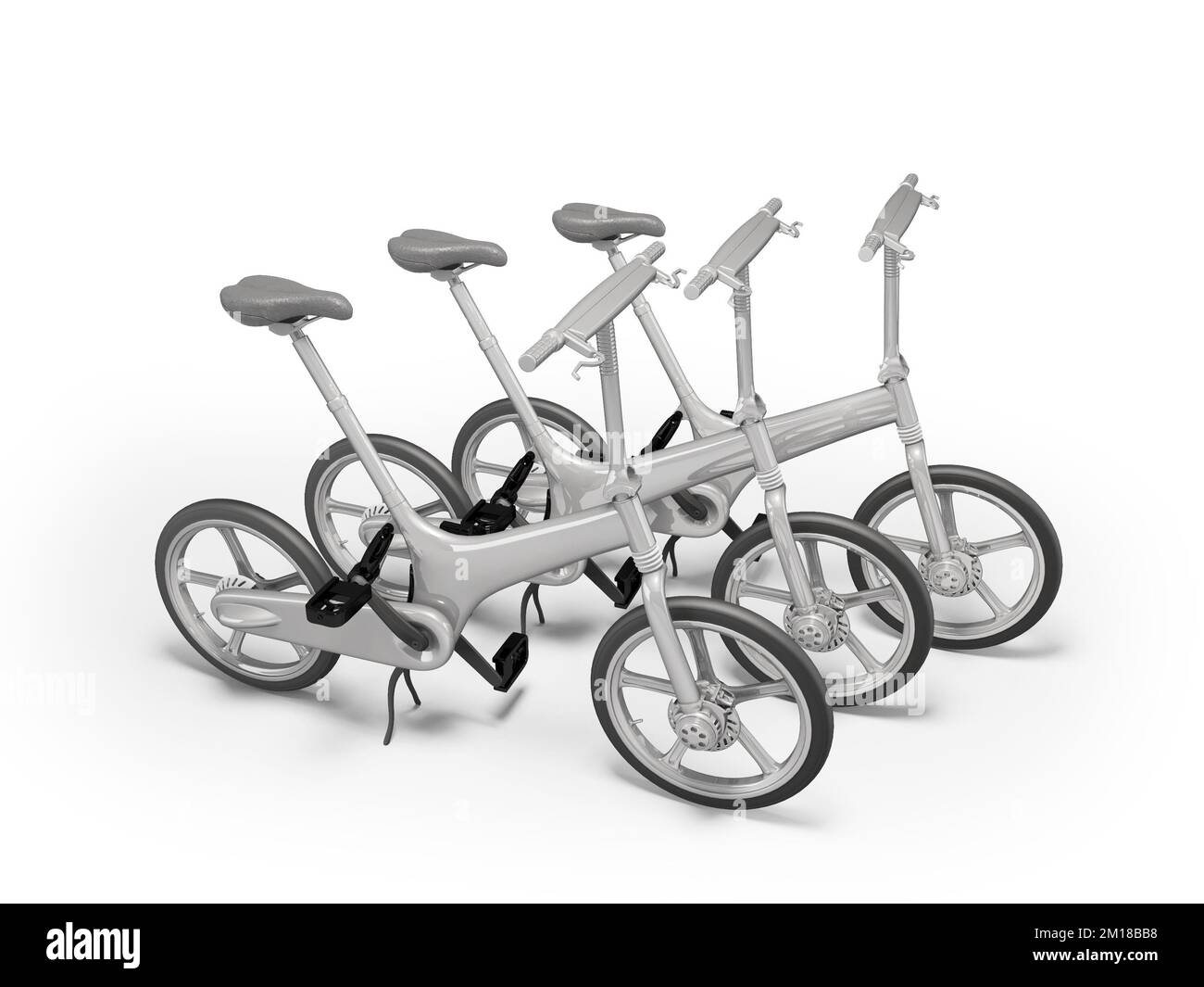 3d illustration group electric bicycle transformer for city trips on ...