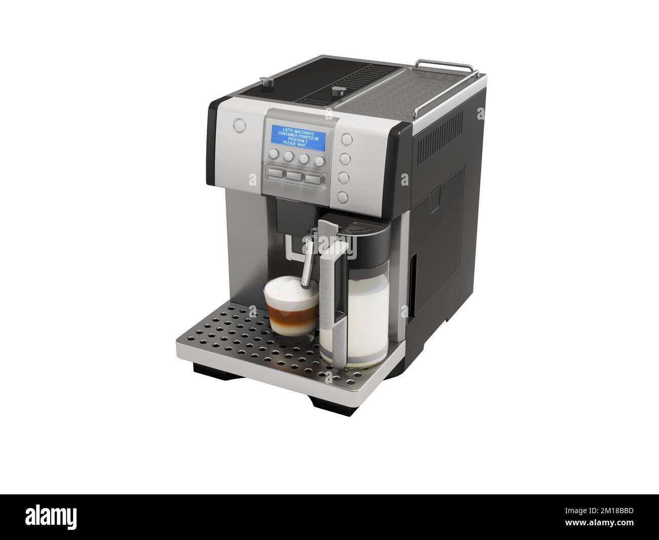 3D illustration of automatic coffee machine with automatic cappuccino ...