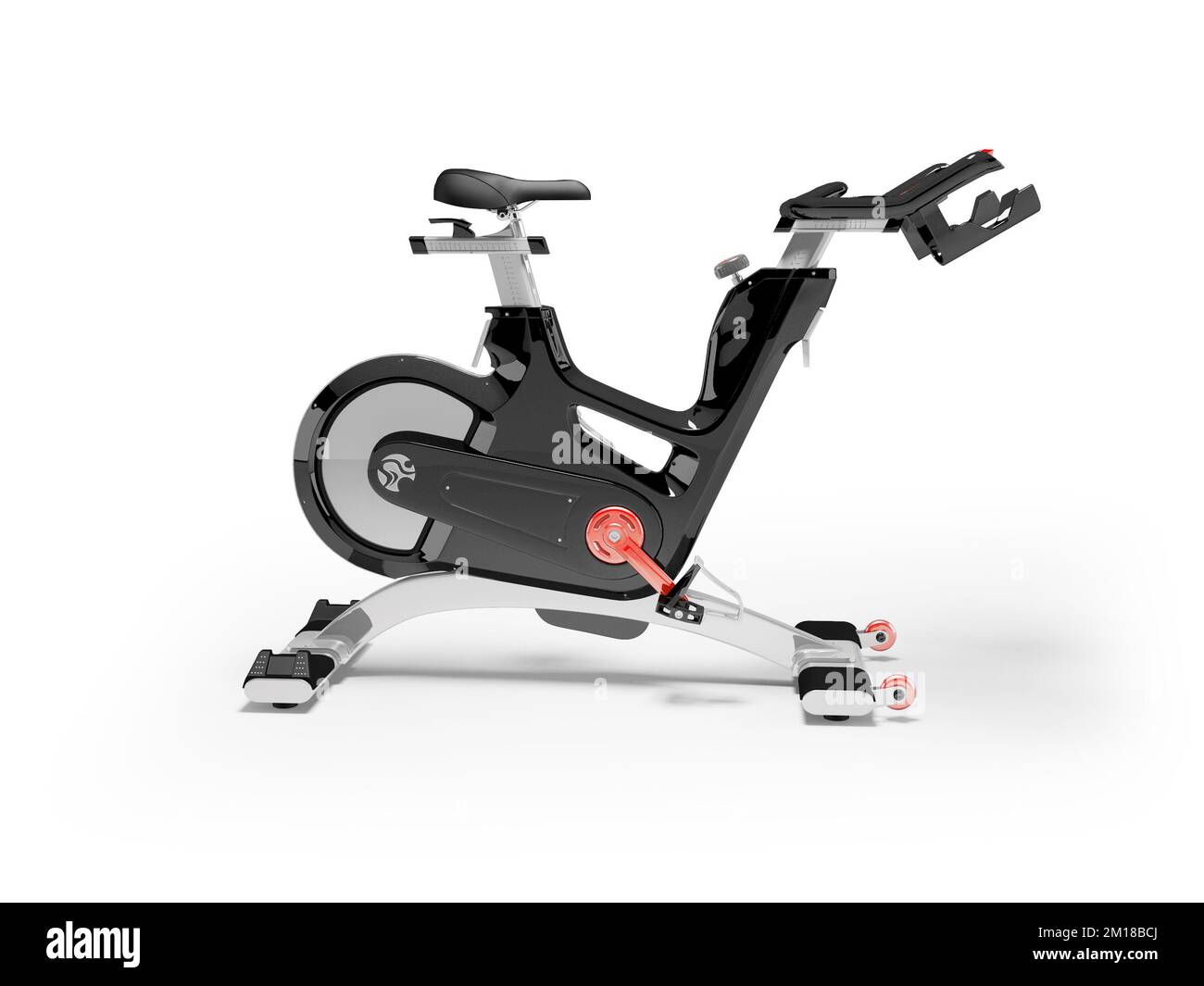 3d illustration of modern exercise bike upright for sports side view on ...