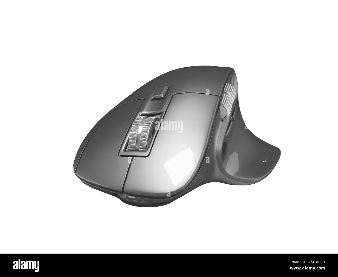 3d illustration of black professional wireless laptop mouse on white ...