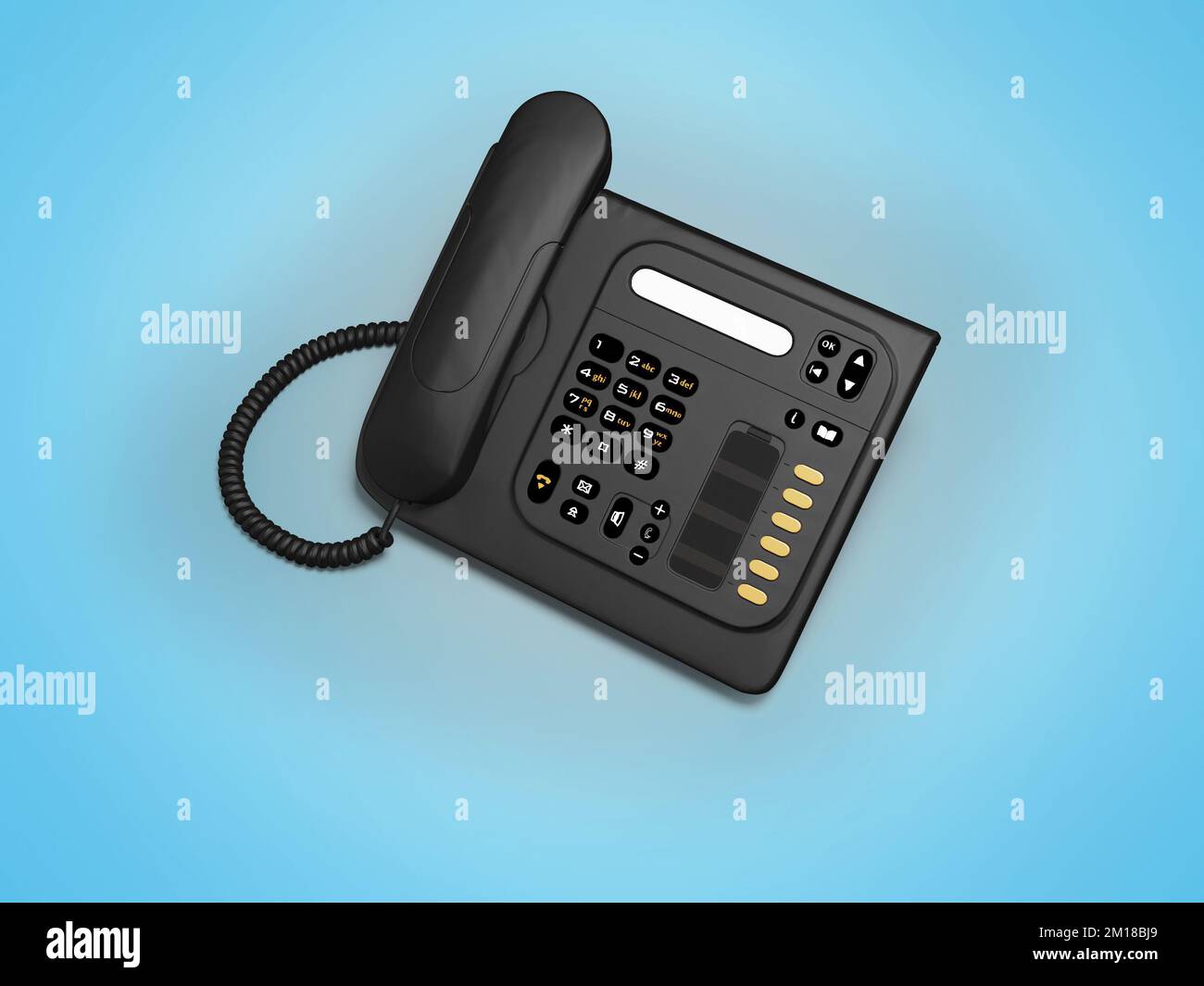 3d illustration of landline landline phone on blue background with ...