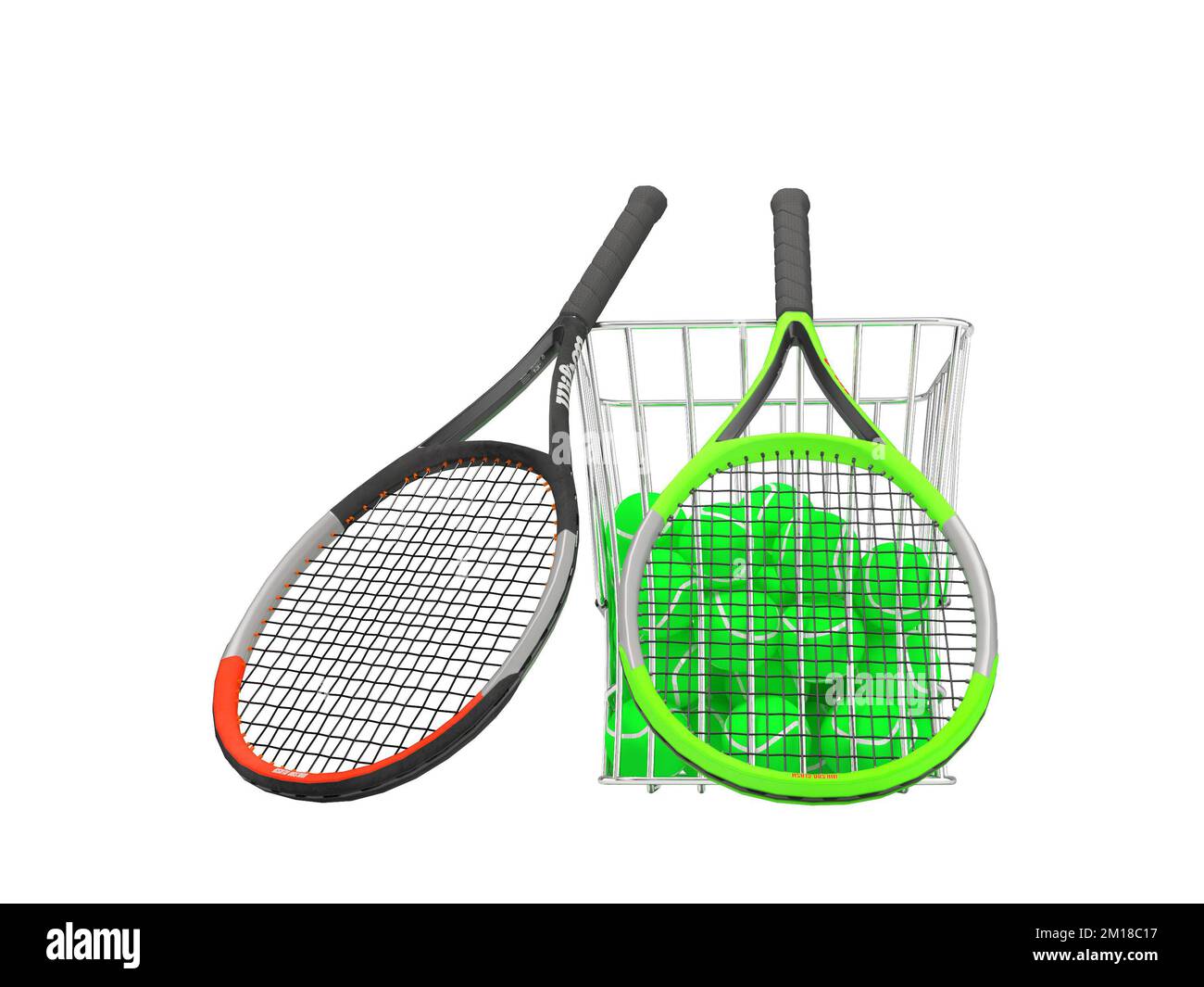 3D illustration set of big tennis for training game on white background ...