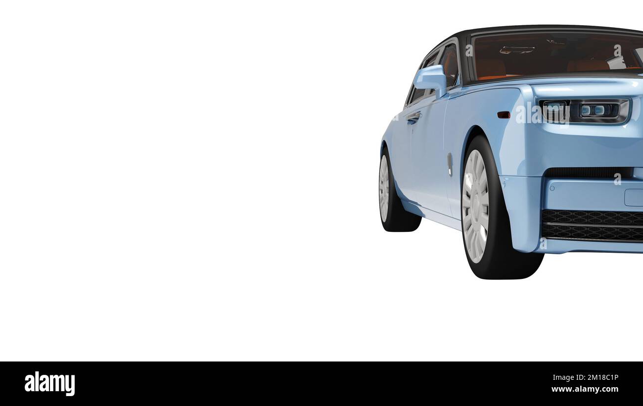 3d illustration classic electric car front view isolated on white ...