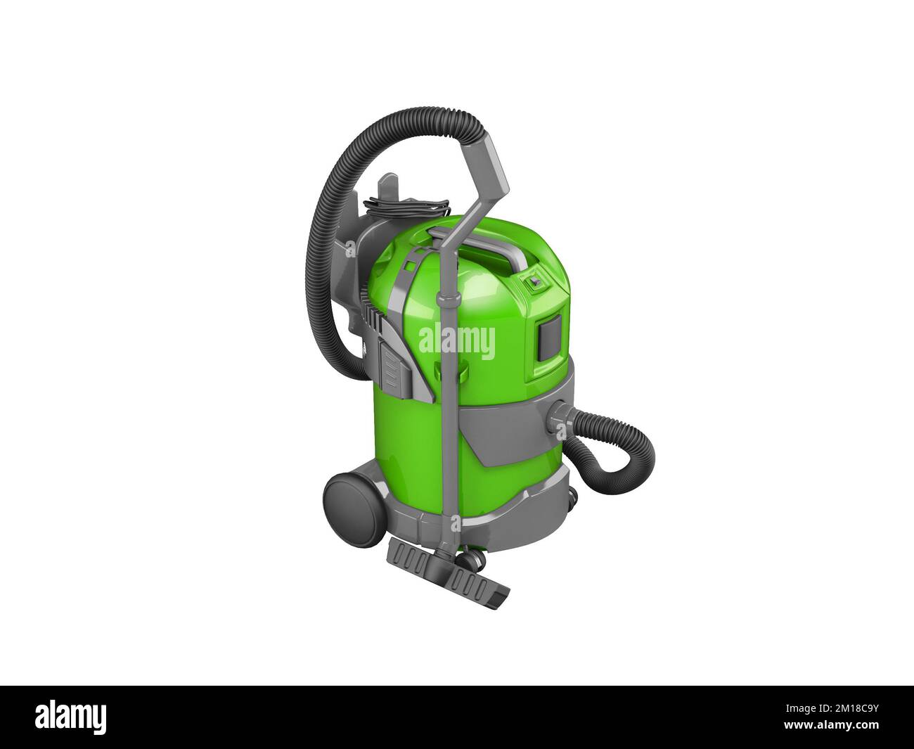 3D illustration of green professional vacuum cleaner on white ...