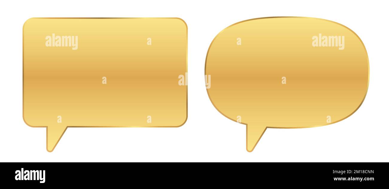 Vector set of square and oval golden text bubble. Luxury chatting ...