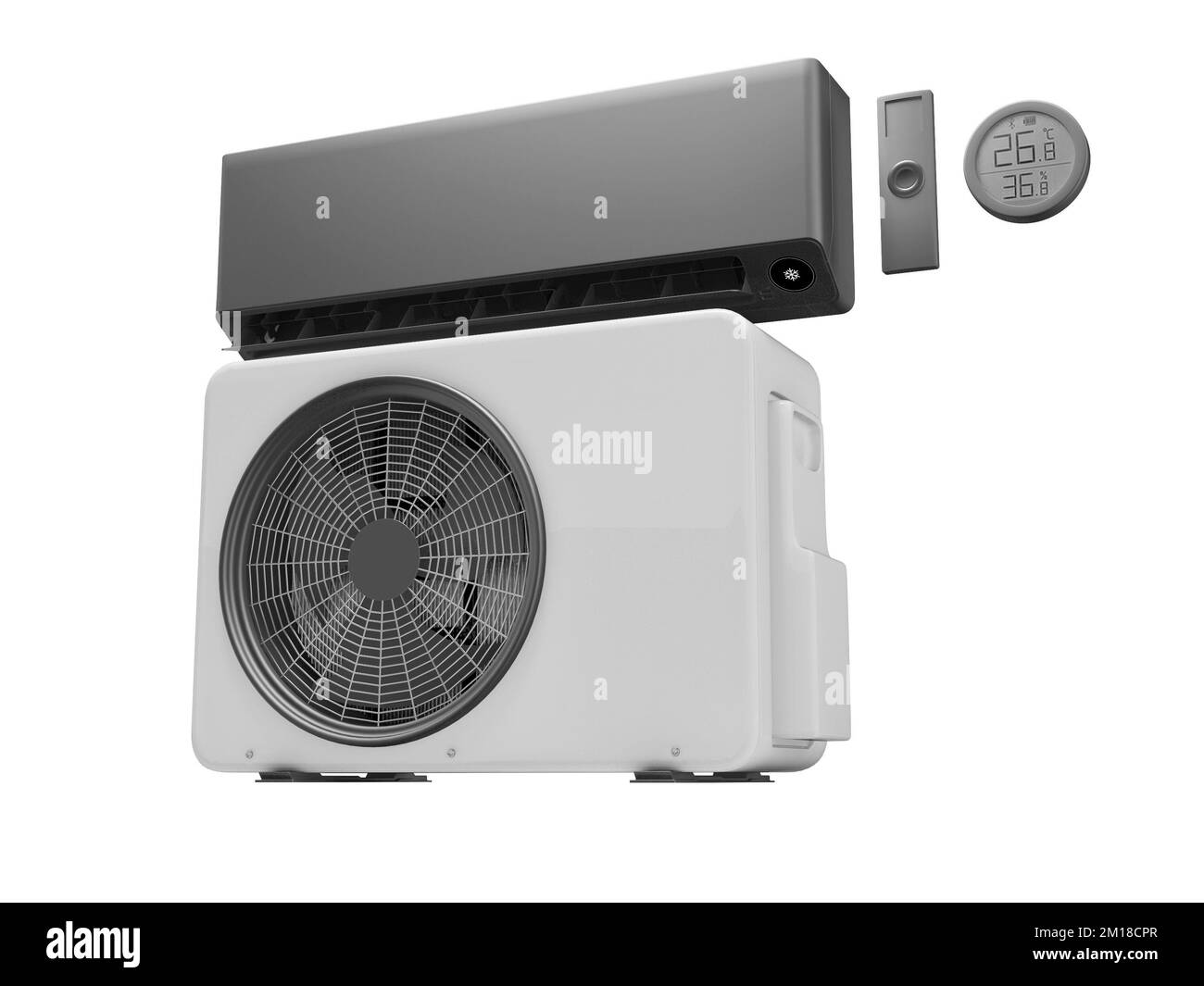 3D illustration of modern set of air conditioners for office cooling on ...