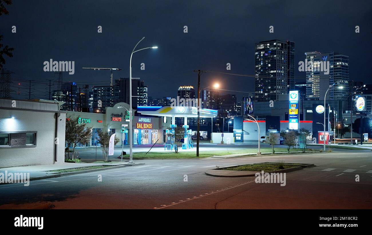 Gas station in Dallas Texas at night - DALLAS, UNITED STATES - OCTOBER ...