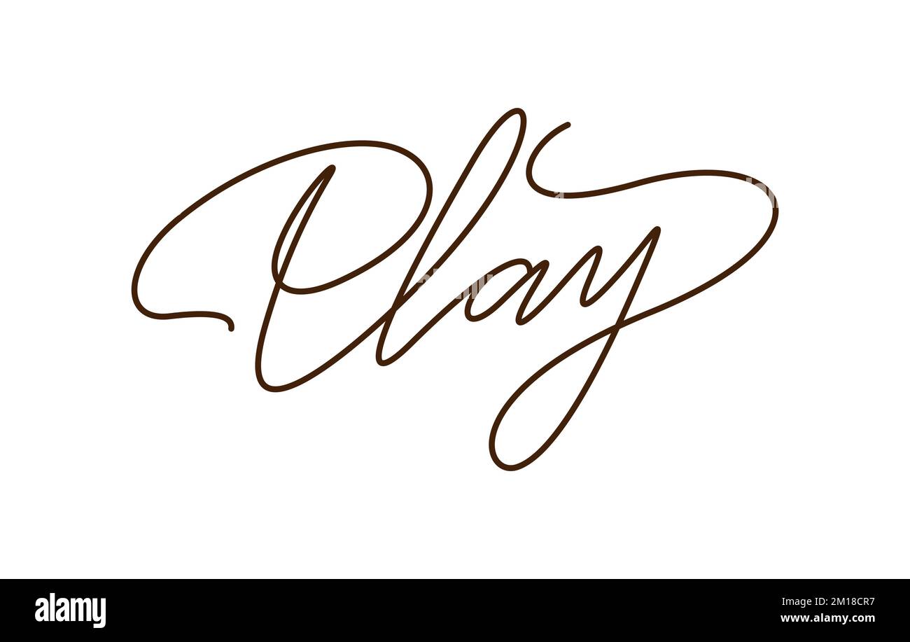 play word lettering design in continuous line drawing vector Stock ...
