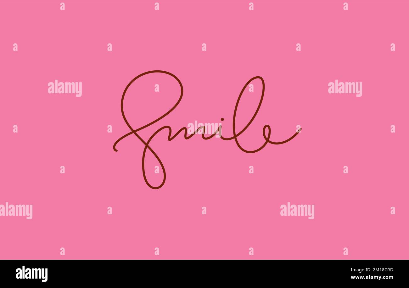 smile word lettering design in continuous line drawing vector Stock ...