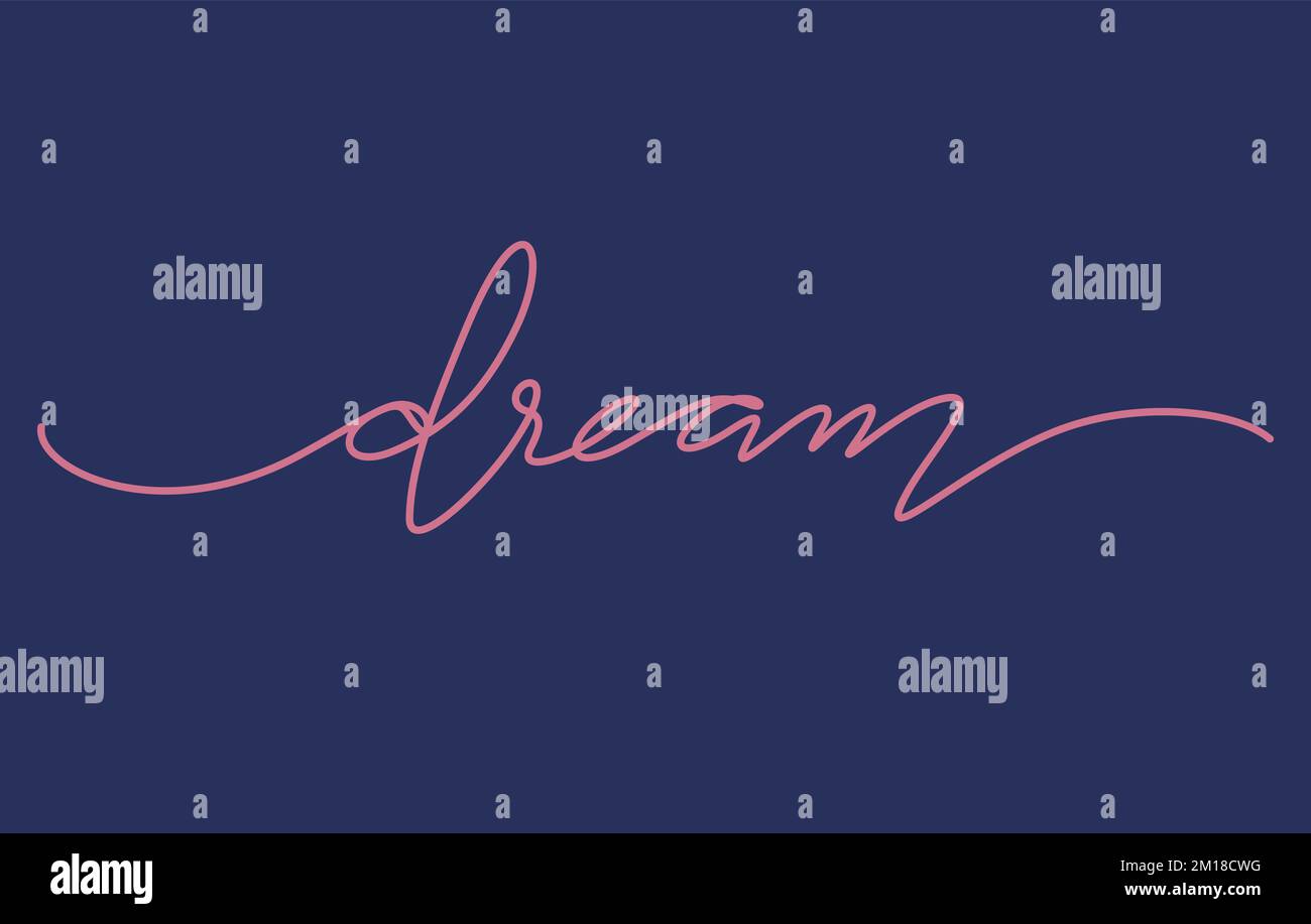 dream word lettering design in continuous line drawing vector Stock ...