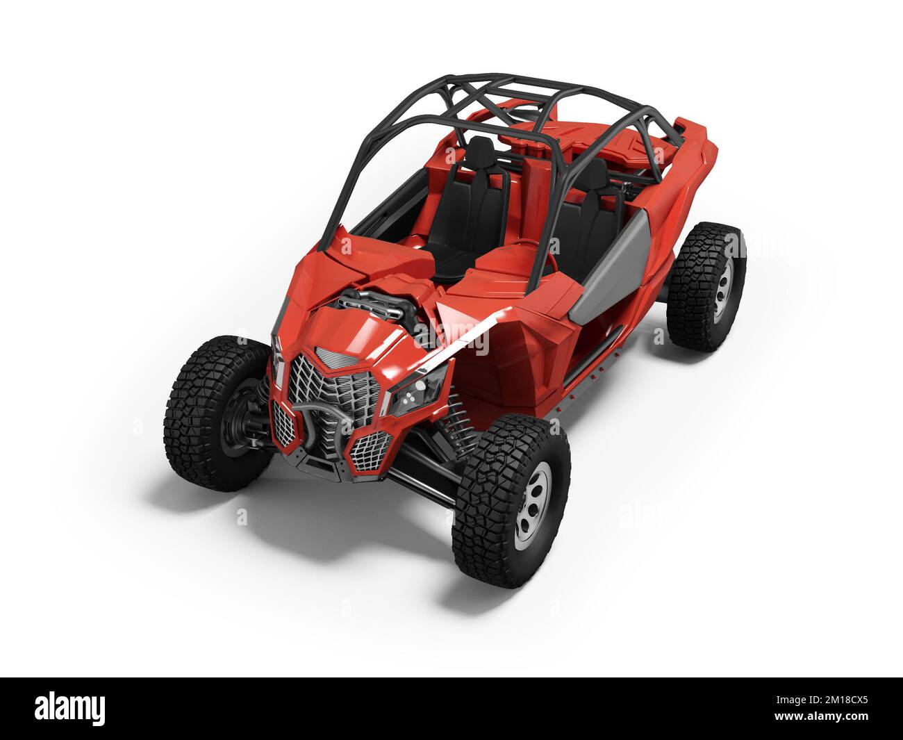 3d illustration perspective view of red rally car on white background ...