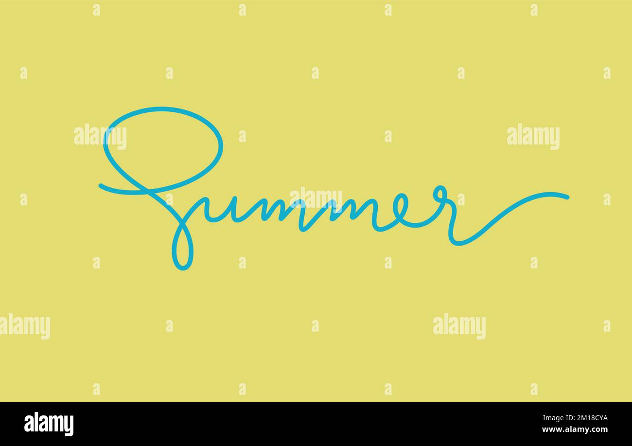 summer season word lettering design in continuous line drawing vector ...