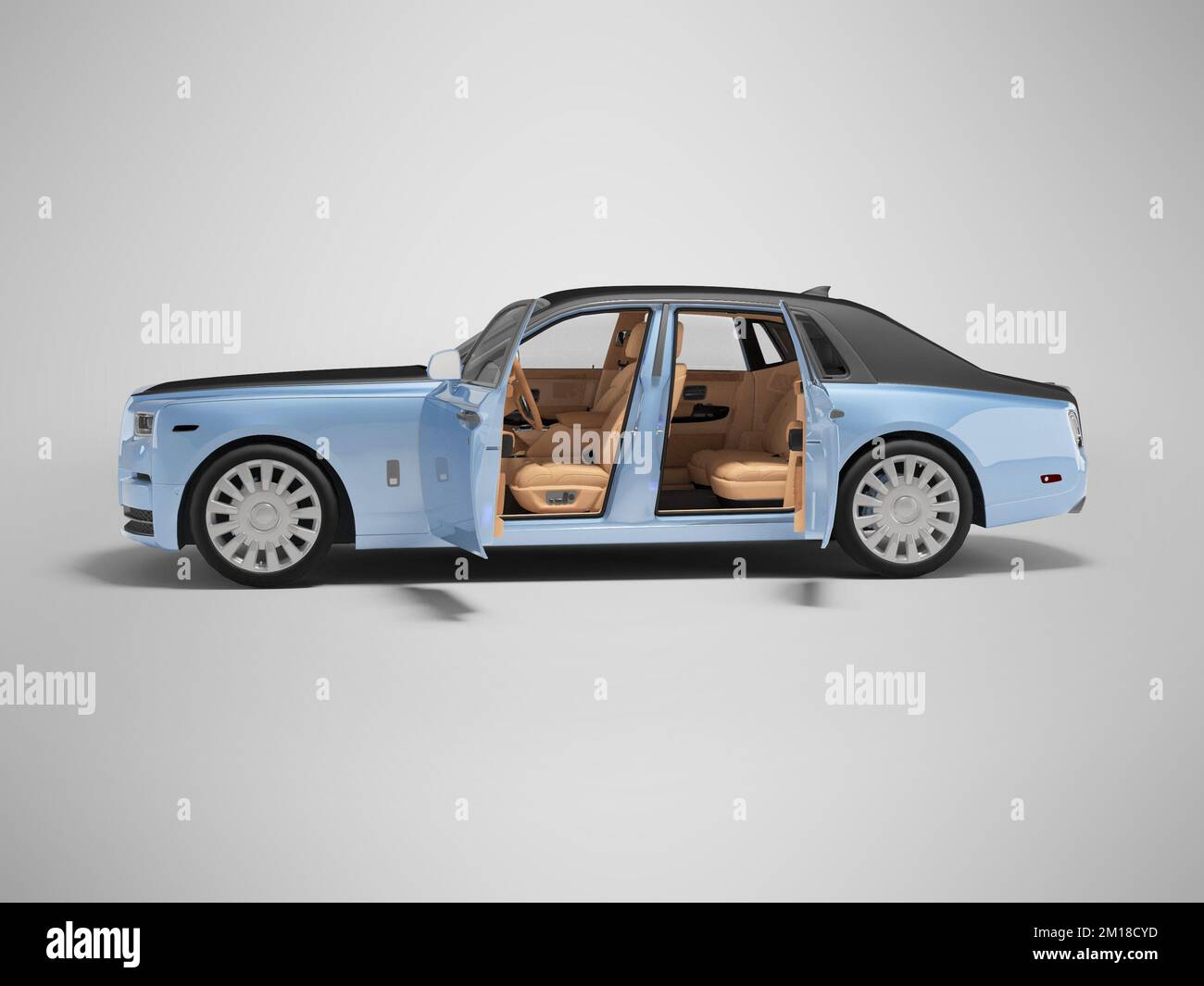 3d illustration classic electric car side view open door isolated on ...