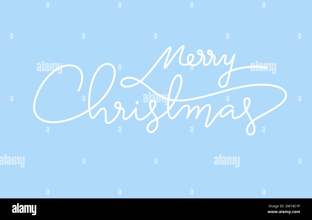 merry christmas lettering design in continuous line drawing vector ...