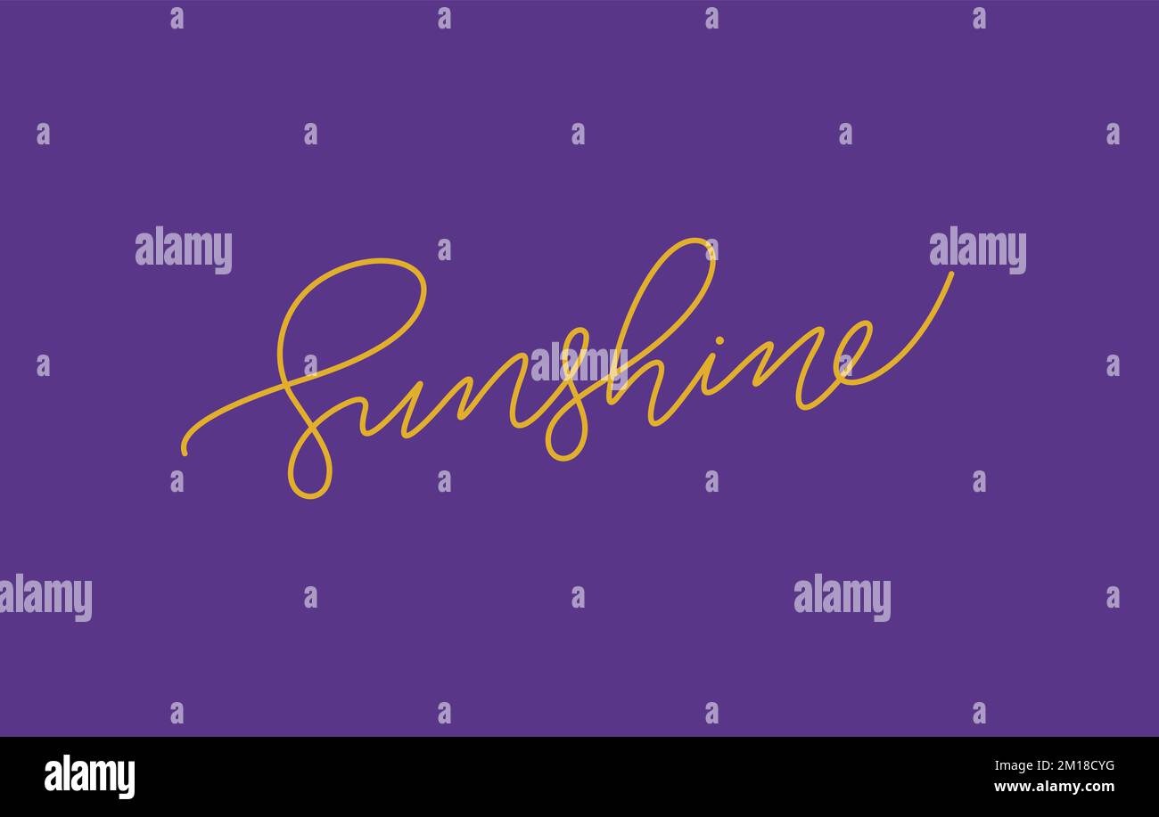 sunshine word lettering design in continuous line drawing vector Stock ...